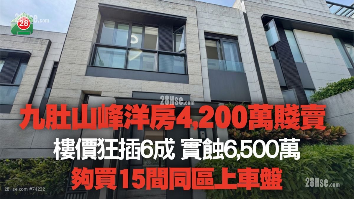 九肚山峰洋房4,200萬賤賣 9年實蝕6,500萬 夠買15間同區上車盤 | 28Hse 香港屋網