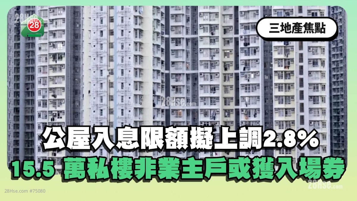 公屋入息限額上調2.8% 15.5萬私樓非業主戶或獲入場卷 | 28Hse 香港屋網